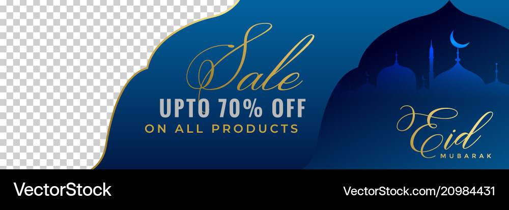 Blue eid sale banner with space for your image Vector Image