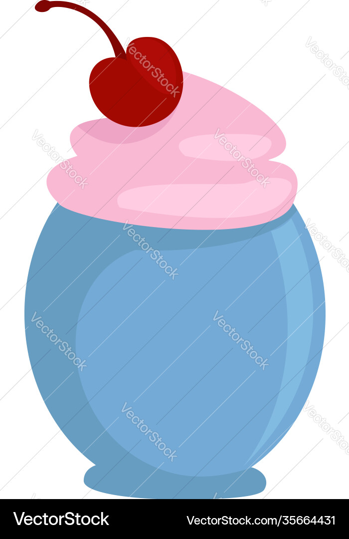 Blue glass ice cream on a white background Vector Image