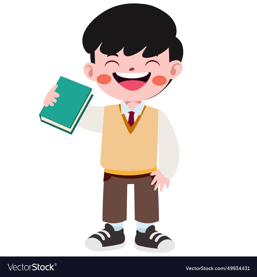 Cute little boy in school uniform Royalty Free Vector Image