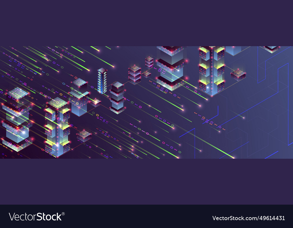 Data Visualization Concept 3d Isometric Hand Vector Image