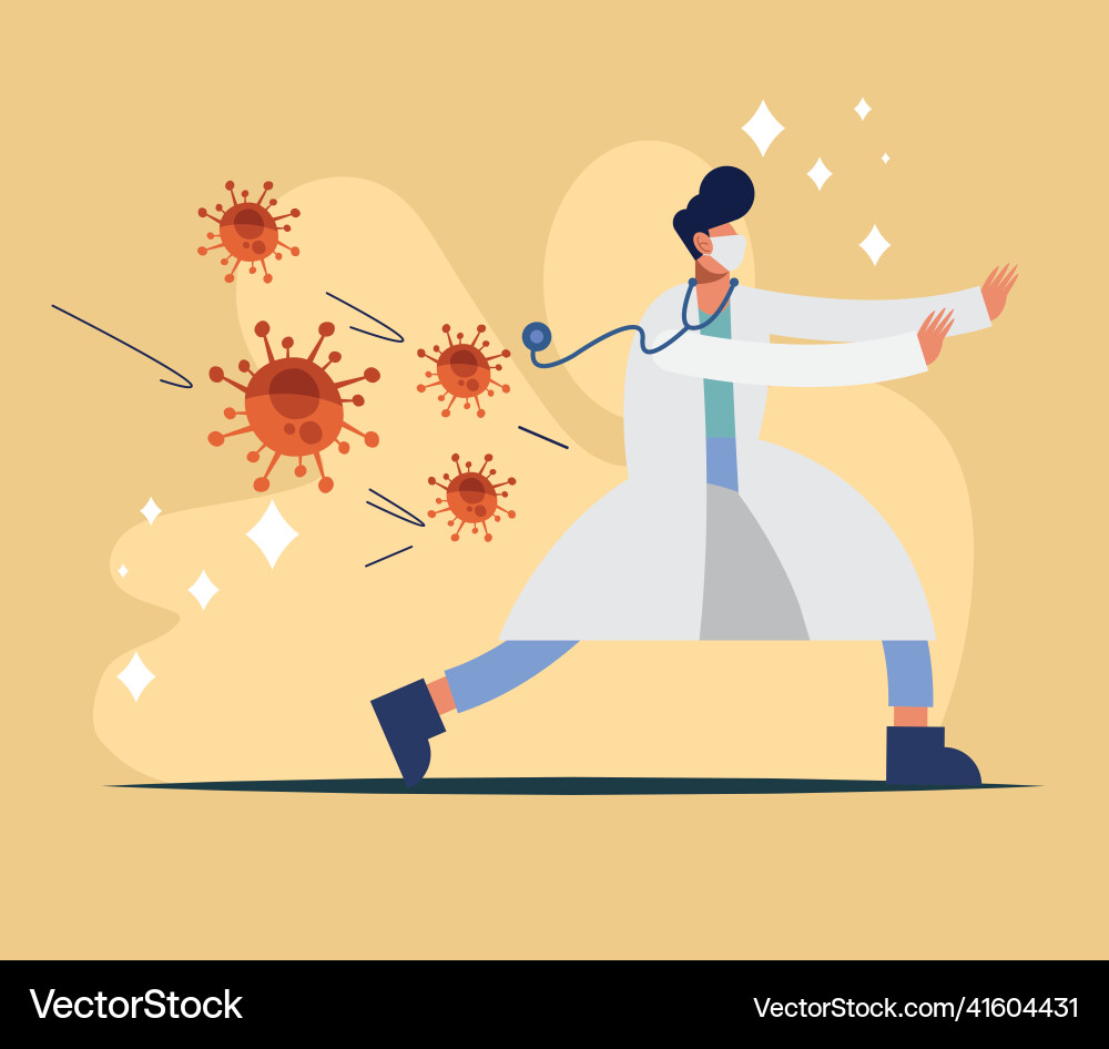 Doctor fighting with covid19 Royalty Free Vector Image
