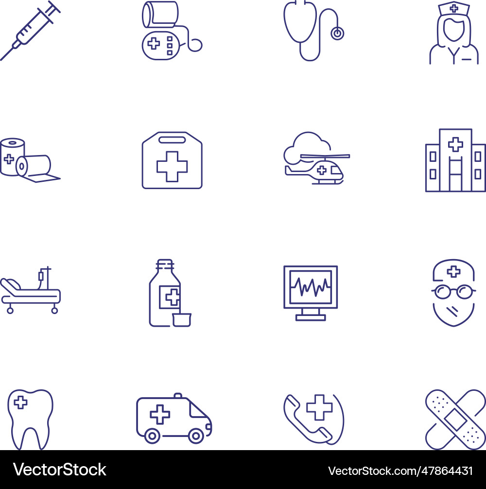 Emergency line icon set syringe helicopter Vector Image