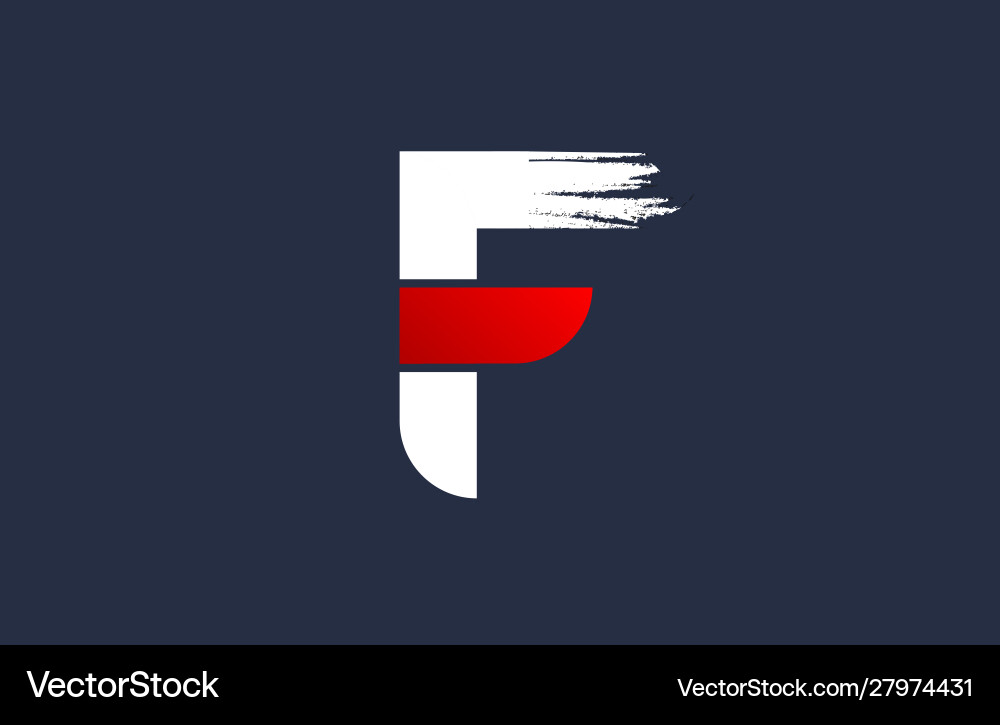 F white red blue alphabet letter with grunge Vector Image