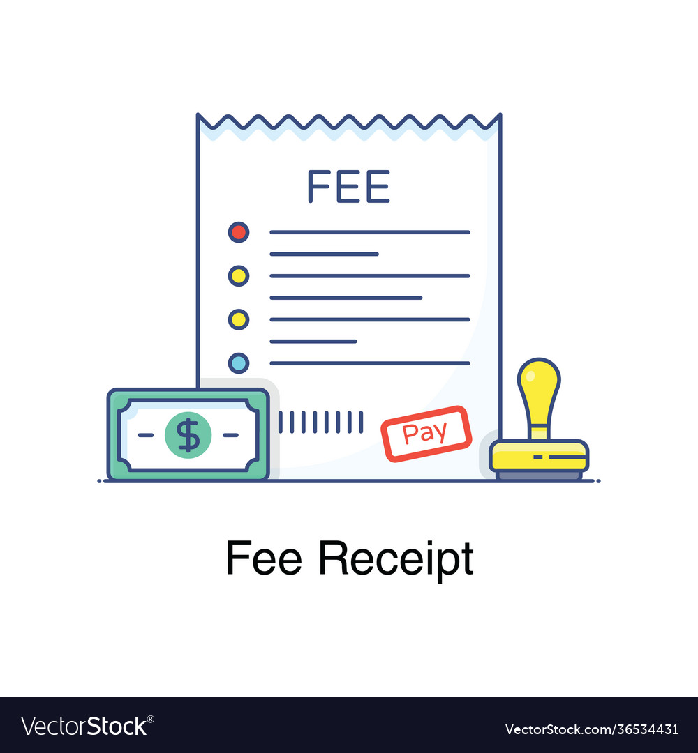 Fee receipt Royalty Free Vector Image - VectorStock