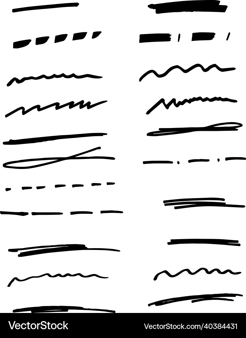 Hand drawn underlines drawing brush strokes vect Vector Image