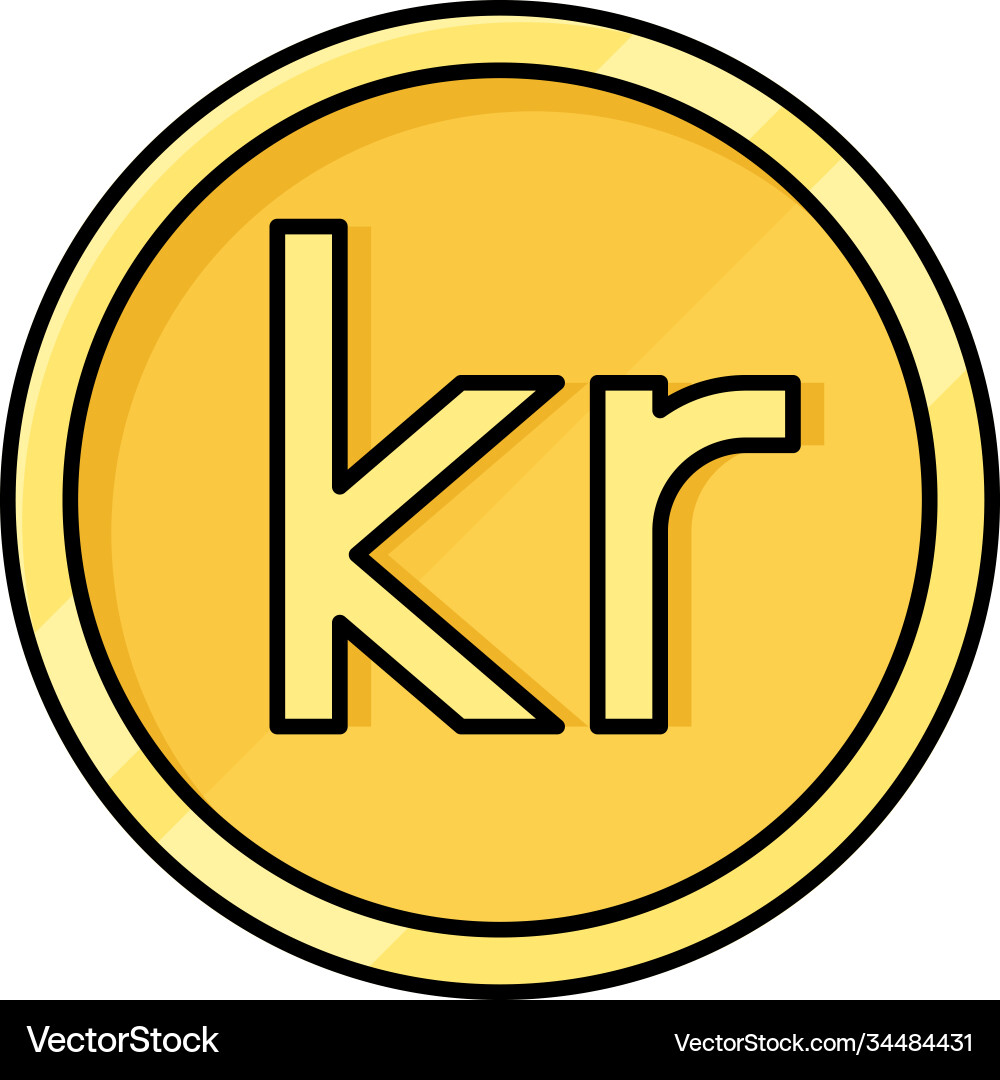 Krona or krone coin name currency Royalty Free Vector Image