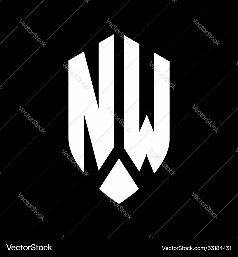 NW Monogram Shield Logo Royalty Free Vector Image