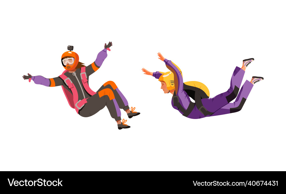 People skydiving in the sky set professional Vector Image