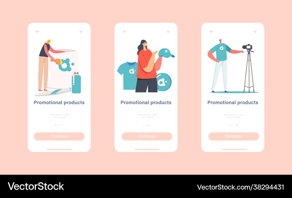 Promotional products mobile app page onboard Vector Image