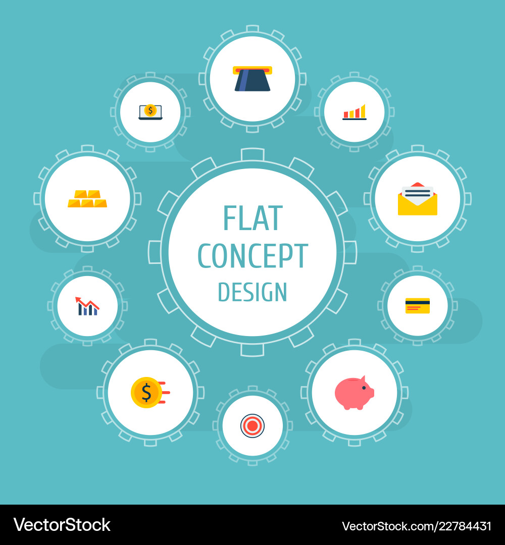 Set commerce icons flat style symbols Royalty Free Vector