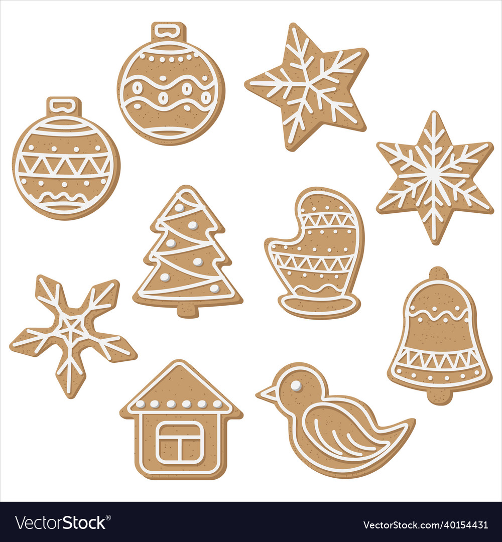 Set of cartoon christmas cookies Royalty Free Vector Image