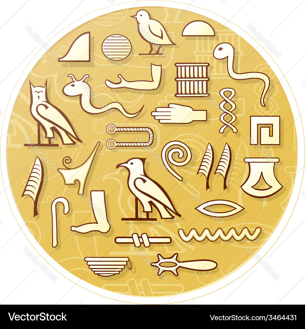 Set of Egyptian ancient hieroglyphs Royalty Free Vector