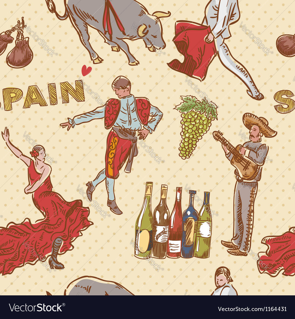 Spain seamless repeating pattern Royalty Free Vector Image