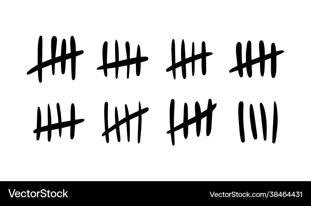 Tally mark lines or hand-drawn sticks are sorted Vector Image
