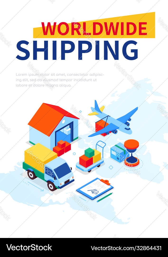 Worldwide shipping - modern colorful isometric web