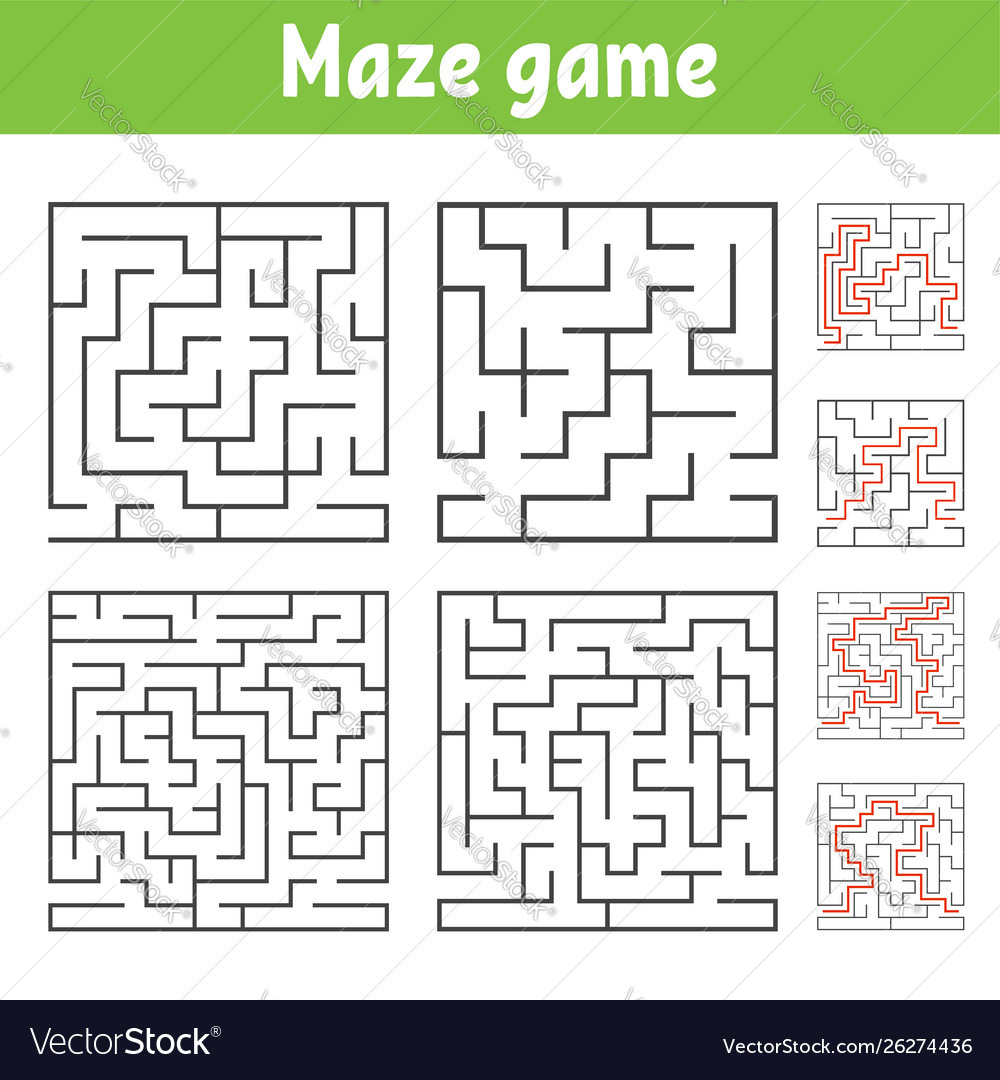 A set square mazes various levels Royalty Free Vector Image