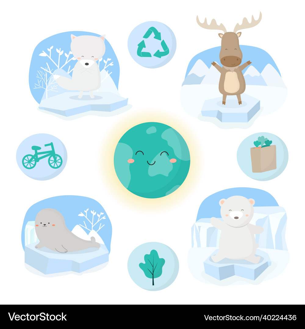 Bundle set of environmental nature design elements