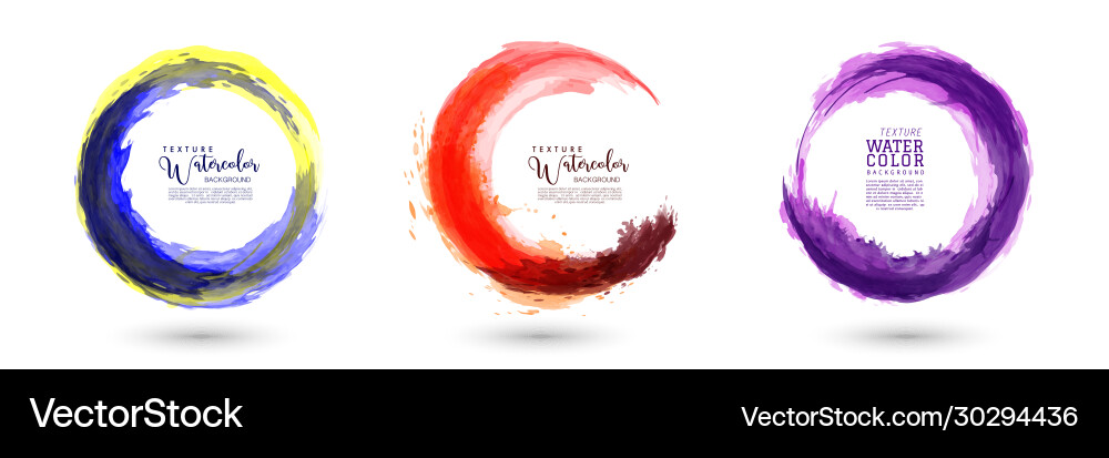 Circle splash with colorful watercolor set Vector Image