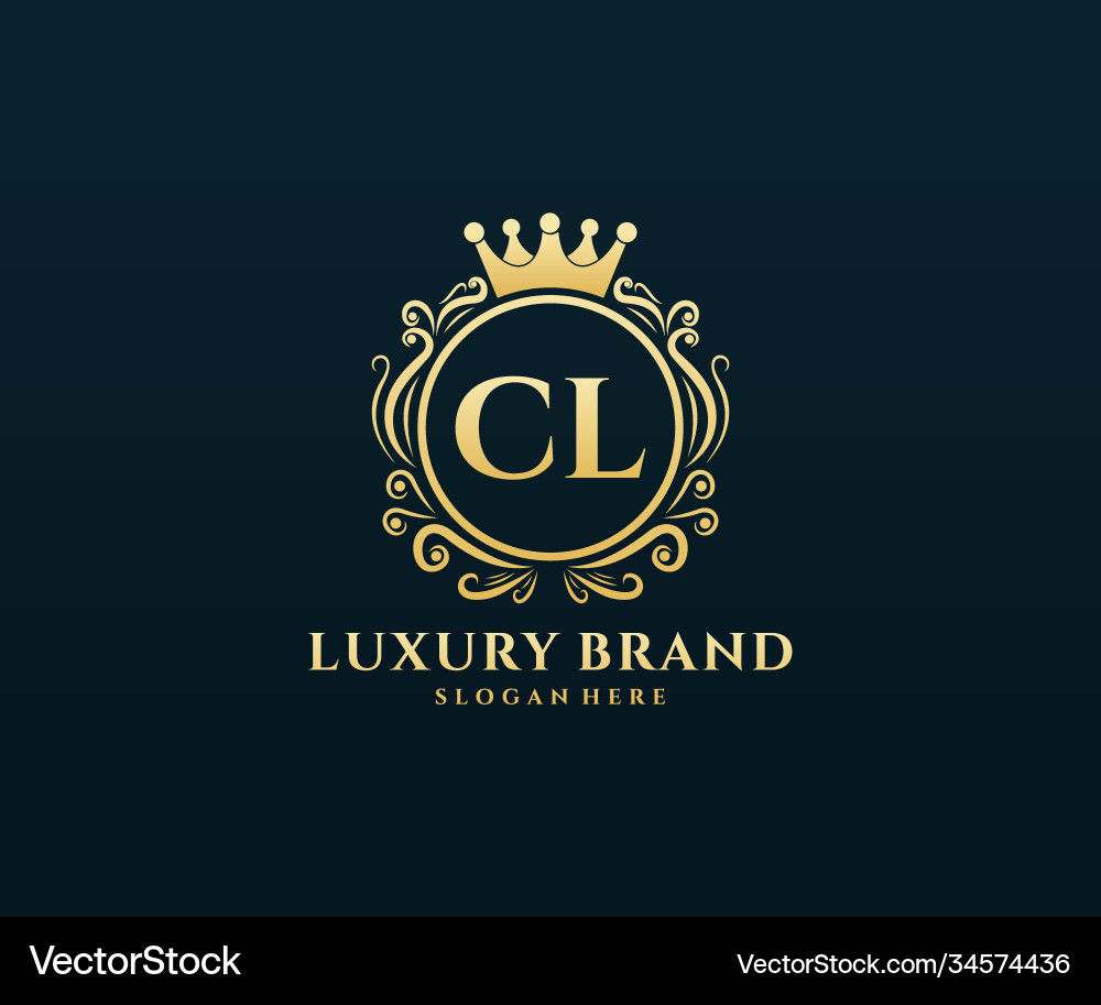 Cl initial letter gold calligraphic feminine Vector Image