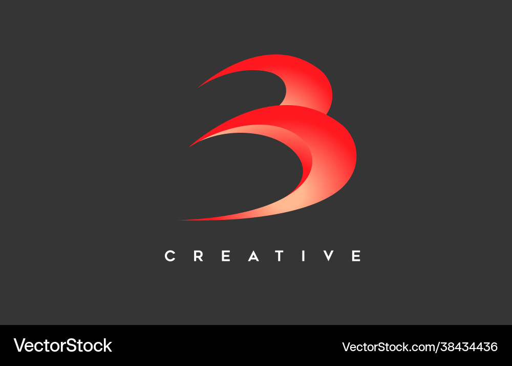 Curved creative letter b logo design with swoosh Vector Image