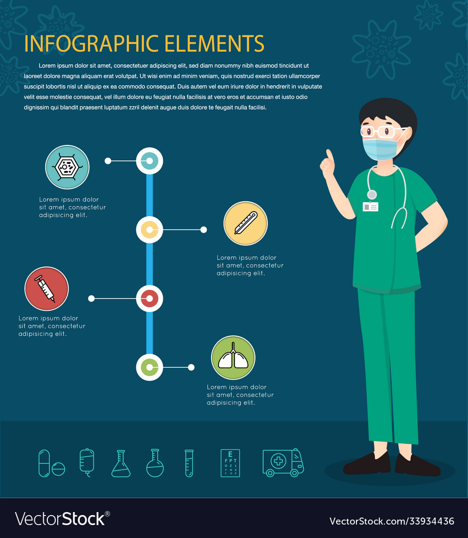 Doctor and epidemics virus information Royalty Free Vector