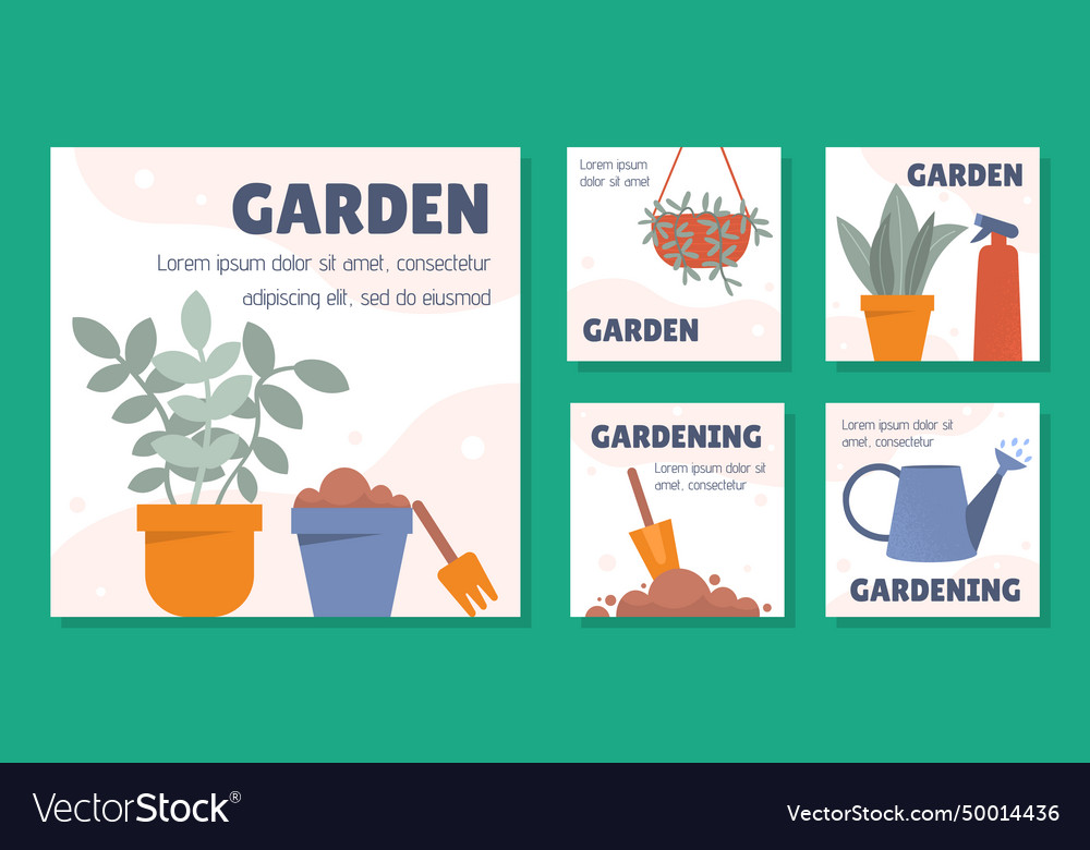 Gardening posters set Royalty Free Vector Image