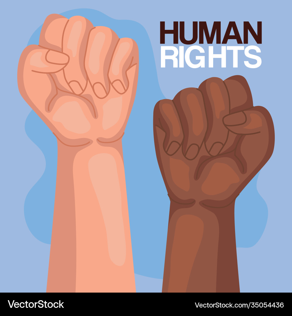 Human rights with fists up design Royalty Free Vector Image