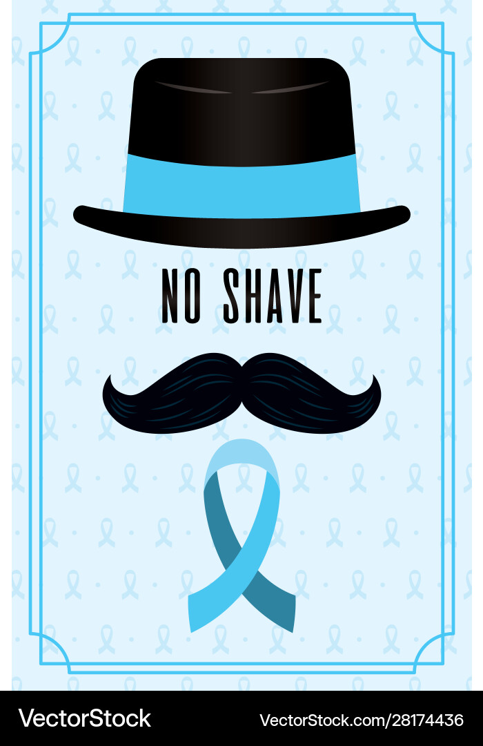 Movember celebration card with hat and mustache Vector Image