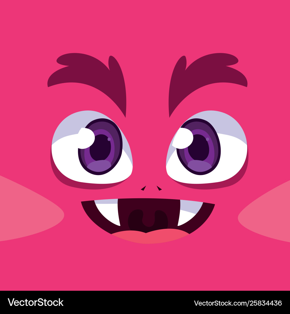 Pink monster cartoon design icon Royalty Free Vector Image
