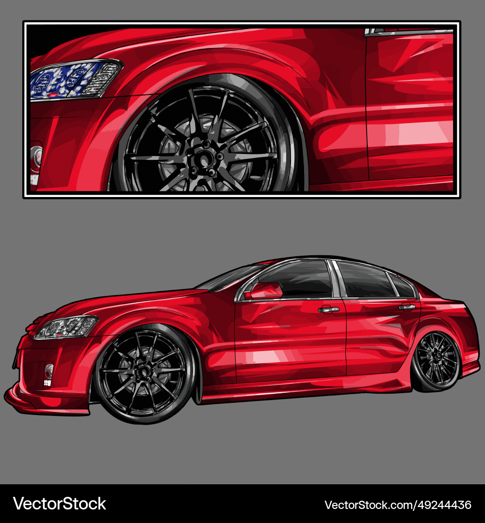 Red drag racing car with black strip Royalty Free Vector