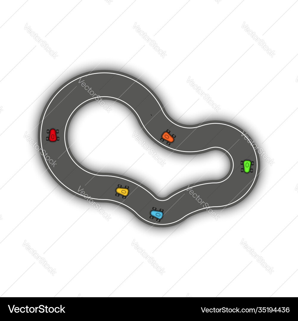 Ring race track with multicolored cartoon racing Vector Image