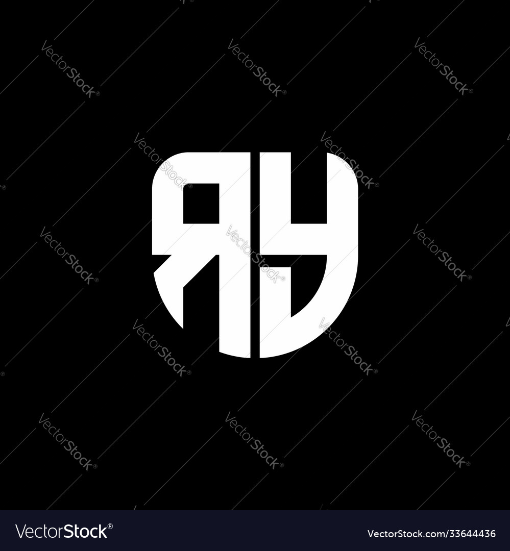 Ry logo monogram with circular shape shield Vector Image
