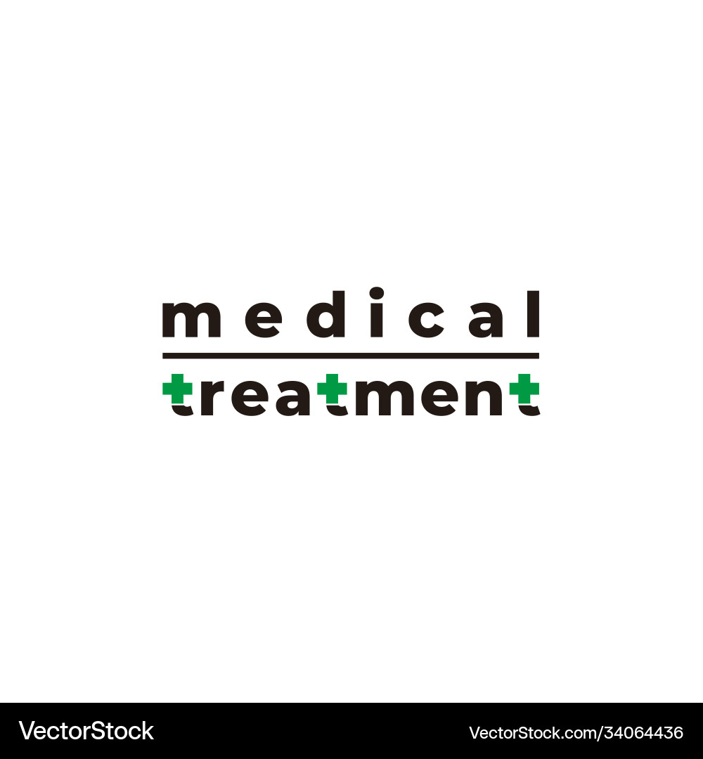 Text medical treatment plus symbol decoration Vector Image