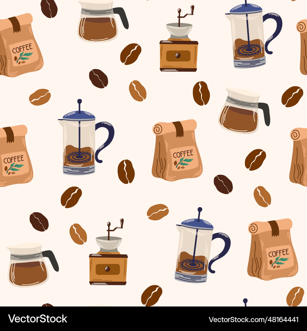 0825 coffee pattern Royalty Free Vector Image - VectorStock