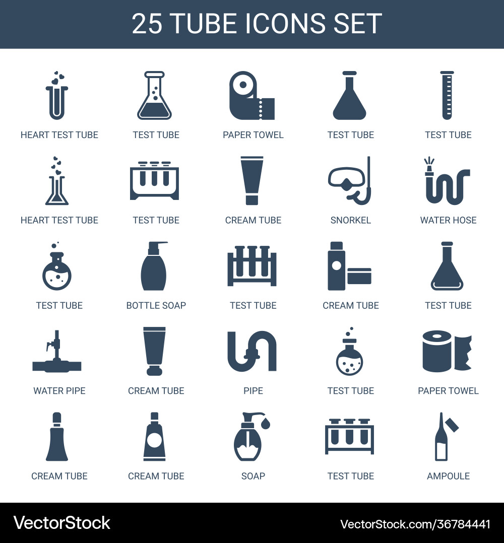 25 tube icons Royalty Free Vector Image - VectorStock