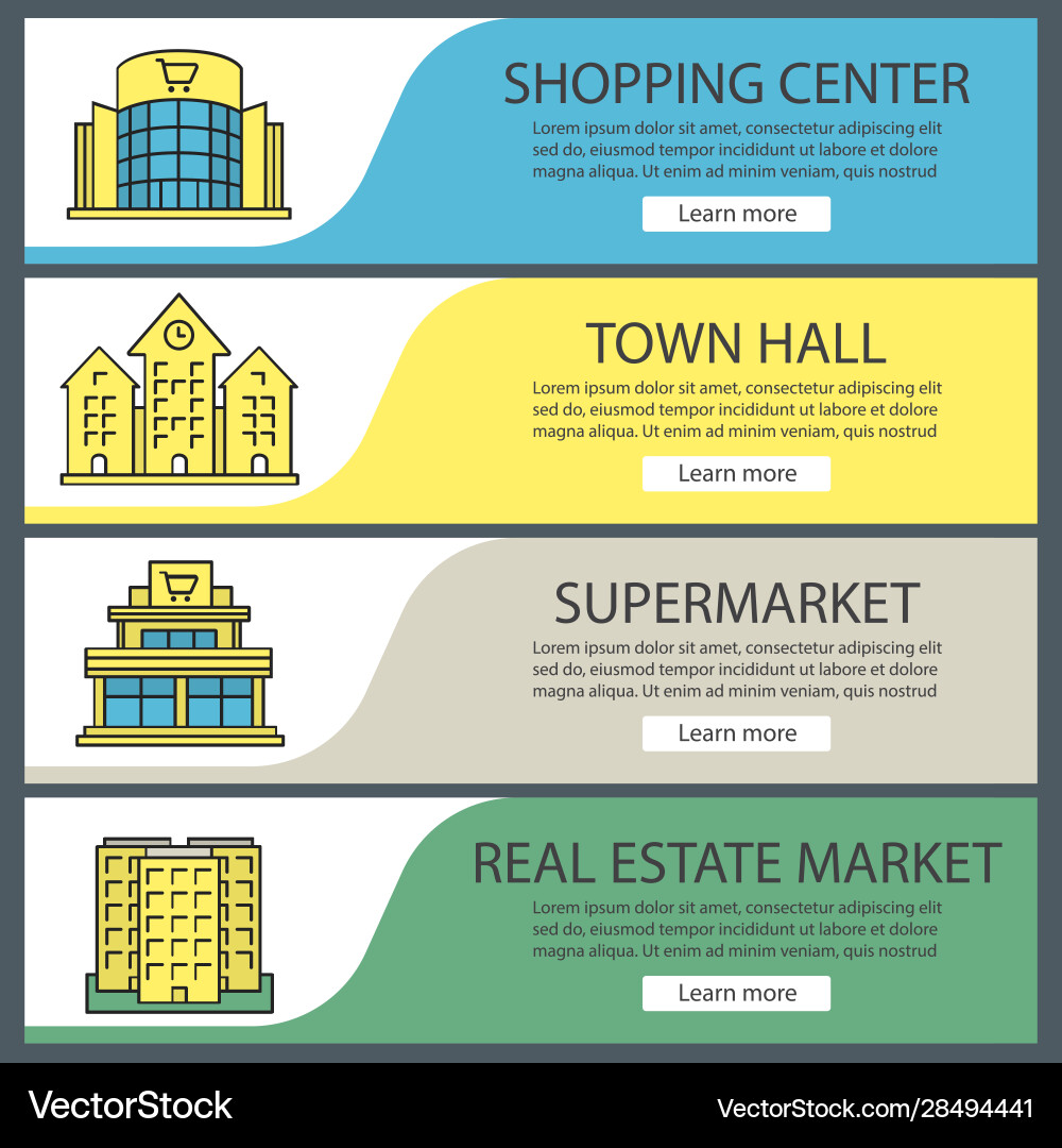City buildings web banner templates set Royalty Free Vector