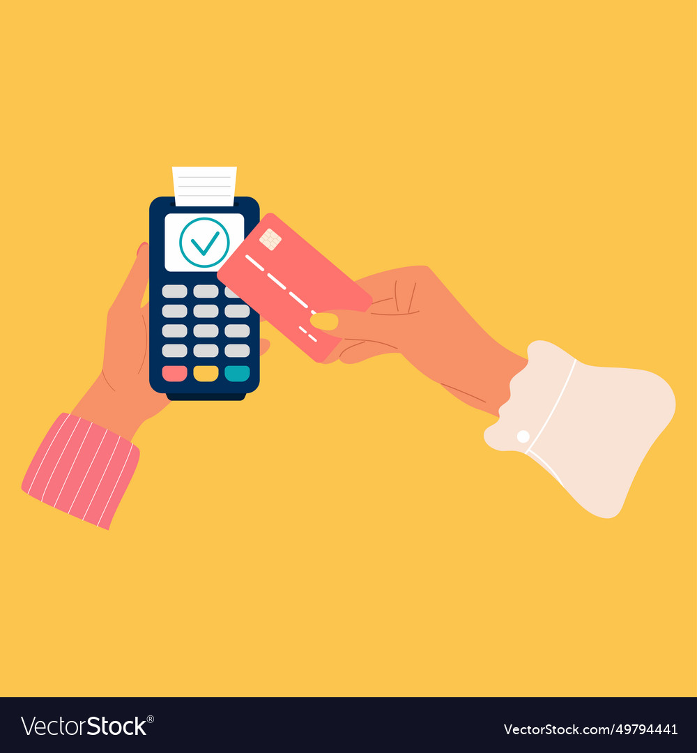 Contactless cashless approved payment using pos Vector Image
