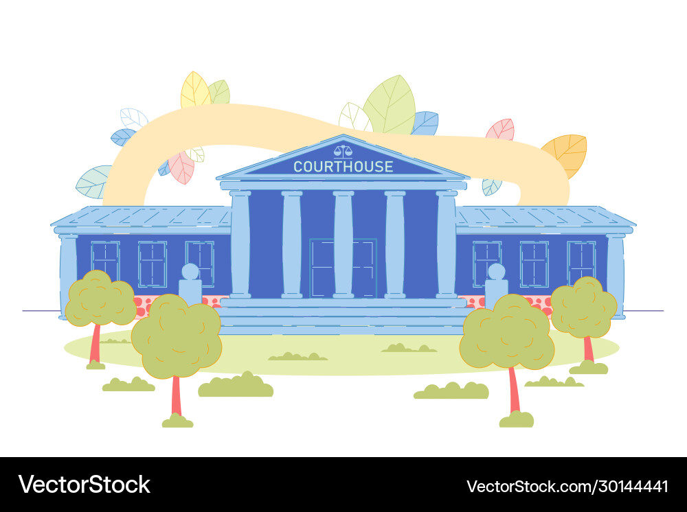 Courthouse with scales symbol on facade exterior Vector Image