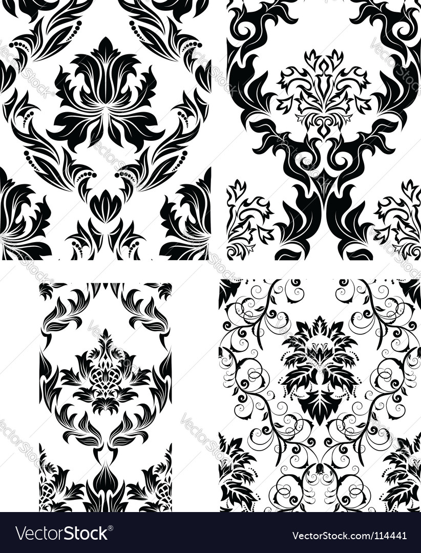Damask patterns set Royalty Free Vector Image - VectorStock
