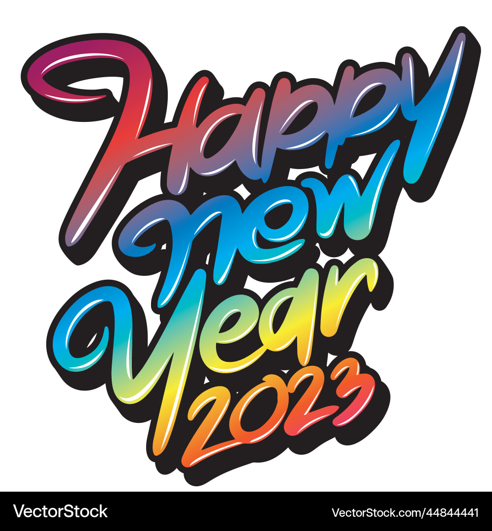 Free handwritten characters text happy new year Vector Image