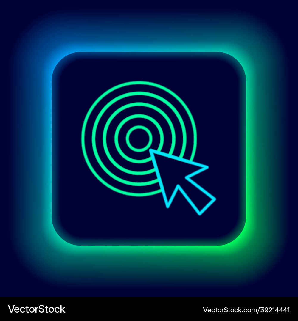 Glowing neon line target with arrow icon isolated Vector Image