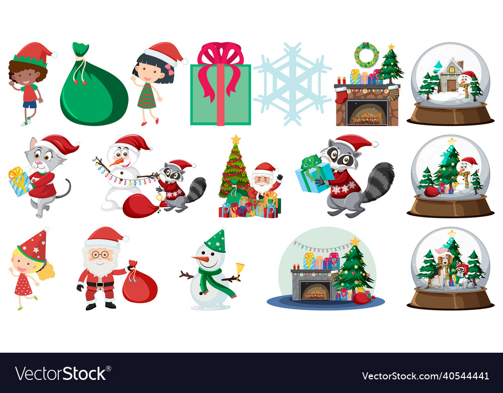 Isolated christmas objects and elements set Vector Image