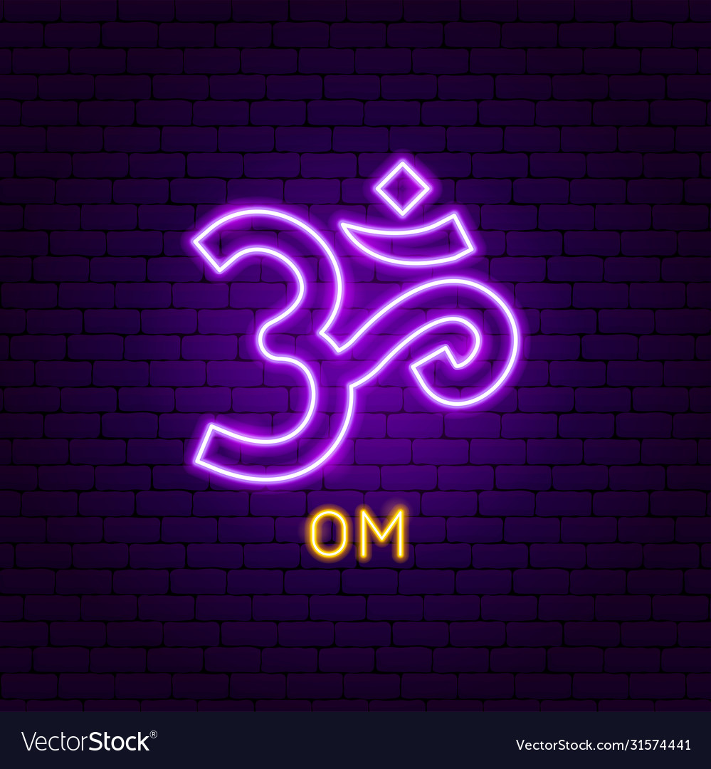 Om neon label Royalty Free Vector Image - VectorStock