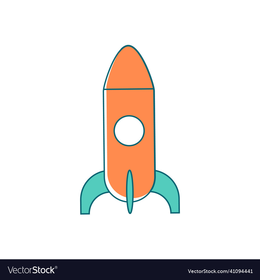 Rocket flat color object Royalty Free Vector Image