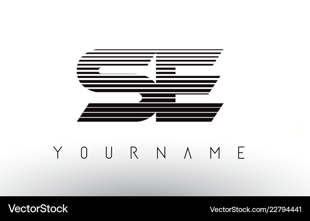 Se black and white horizontal stripes letter logo Vector Image