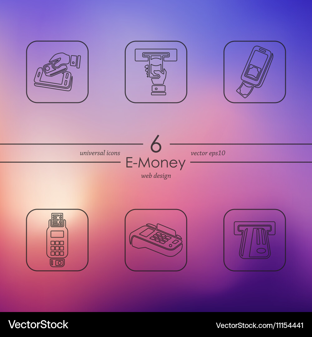 Set of e-money icons Royalty Free Vector Image