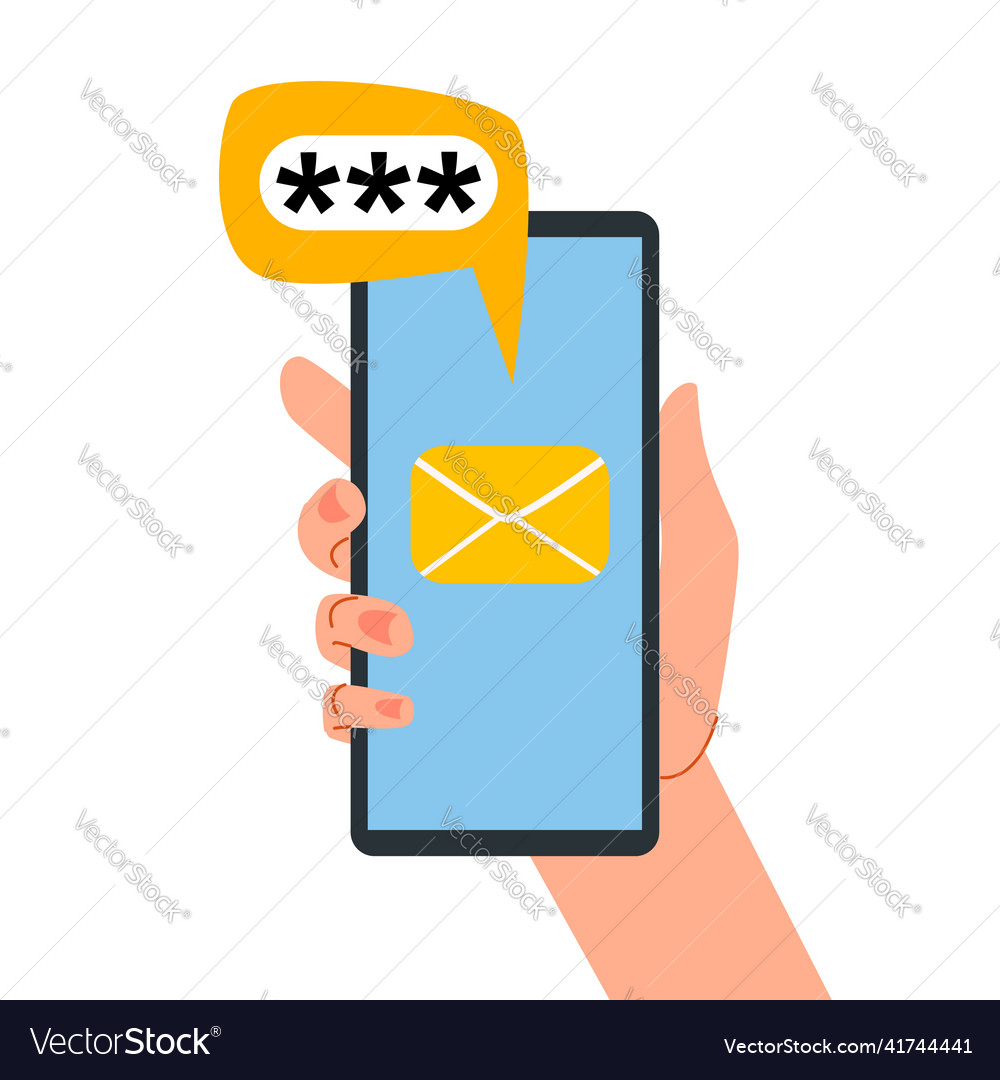 Smartphone in hand two-factor authentication Vector Image