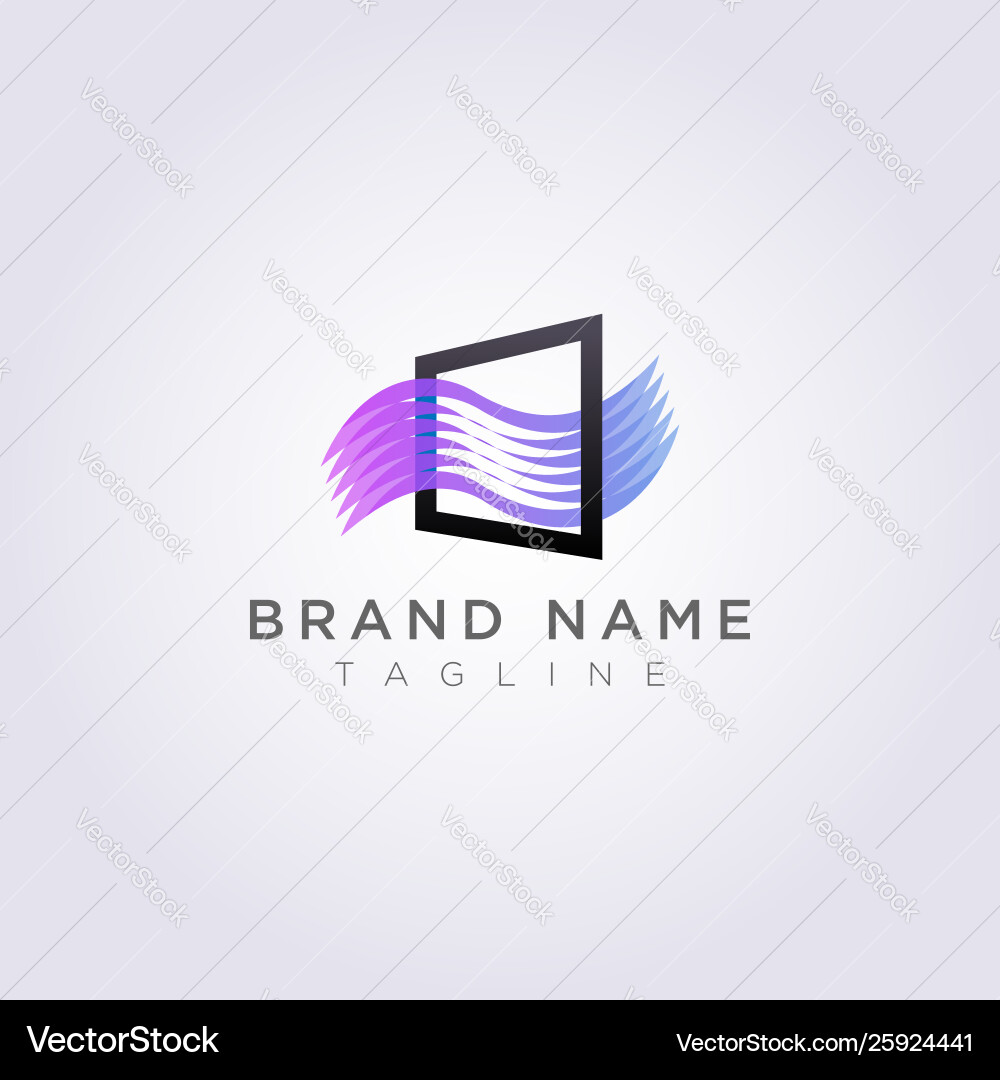 Square logo icon design with waves for you to use Vector Image