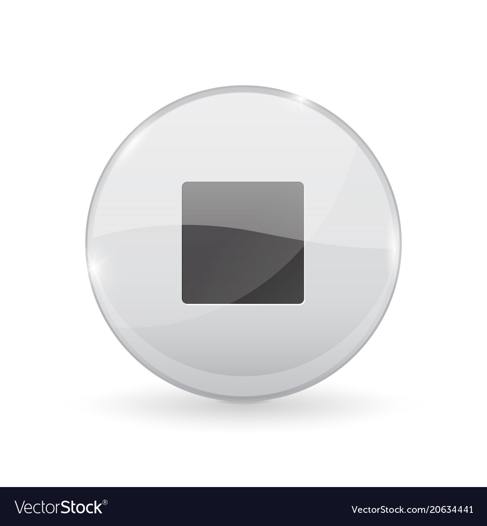 Stop button glass shiny 3d icon Royalty Free Vector Image