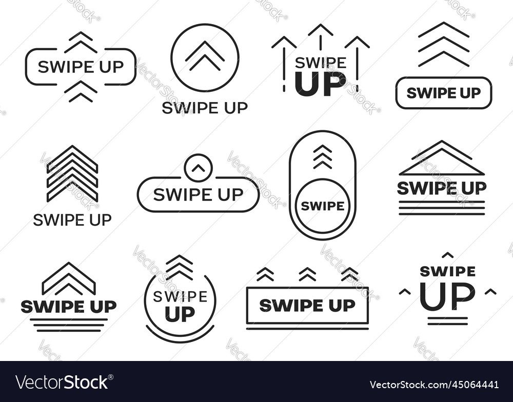 Swipe up icons and touch interface buttons set Vector Image Swipe up icons and touch interface buttons set Vector Image
